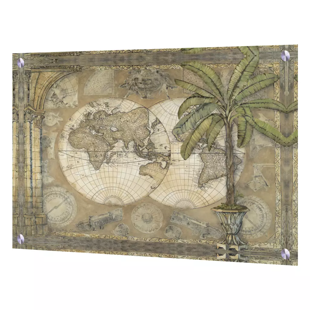 Decorative map glass tiles-Terra Graphic II-Art Glass Backsplash