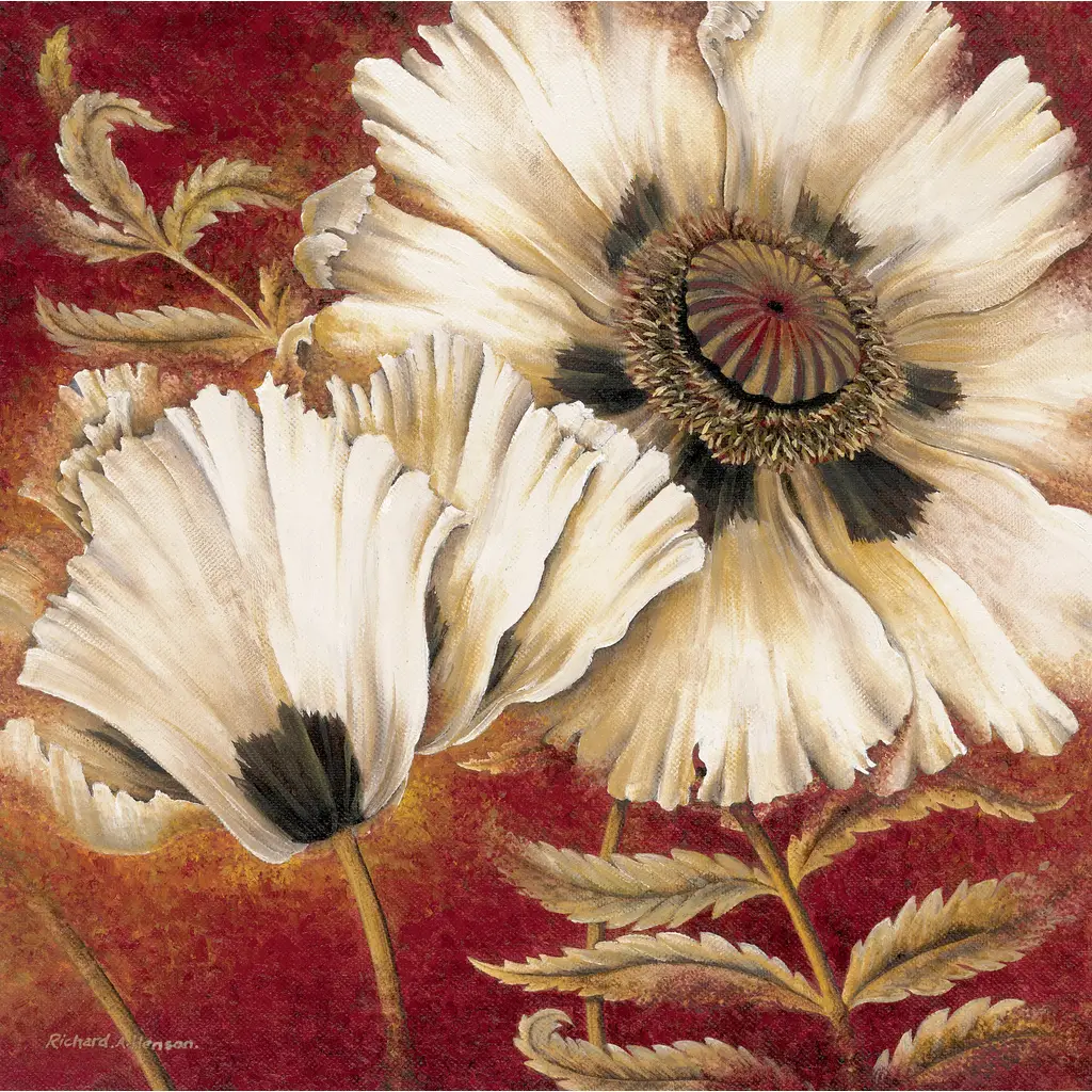 Flowers on tile-White Poppy-Tile Mural