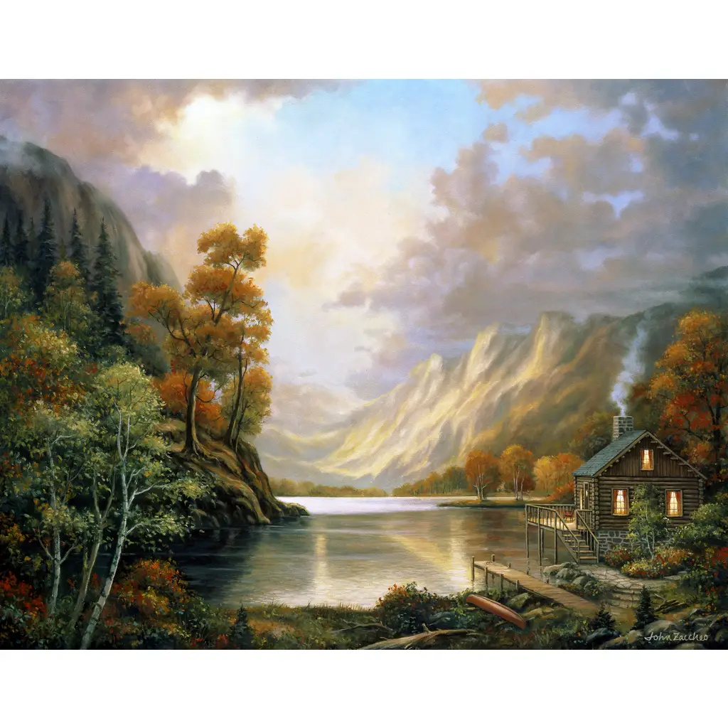 Woodland scene art on tile-Fall Serene-Tile Mural