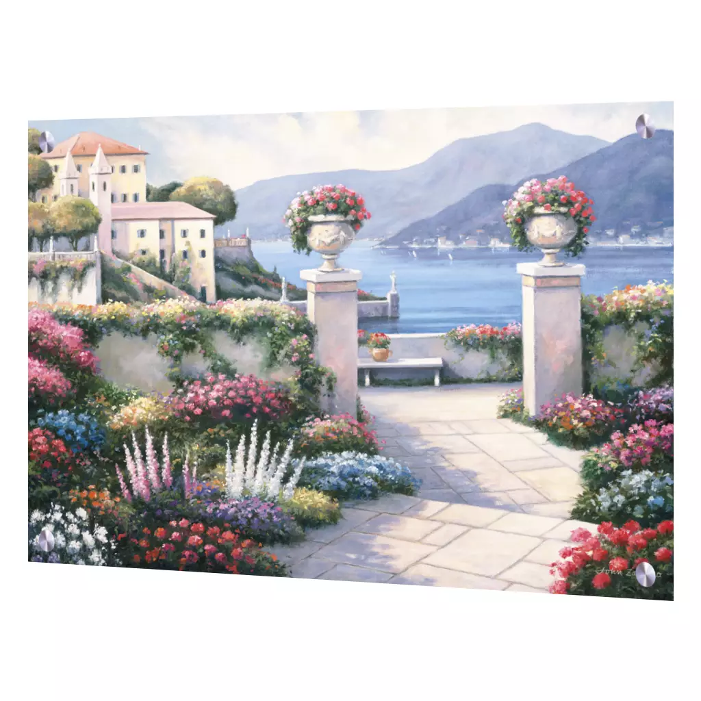 Decorative tile with waterviews-Mediterranean Scene B-Art Glass Backsplash