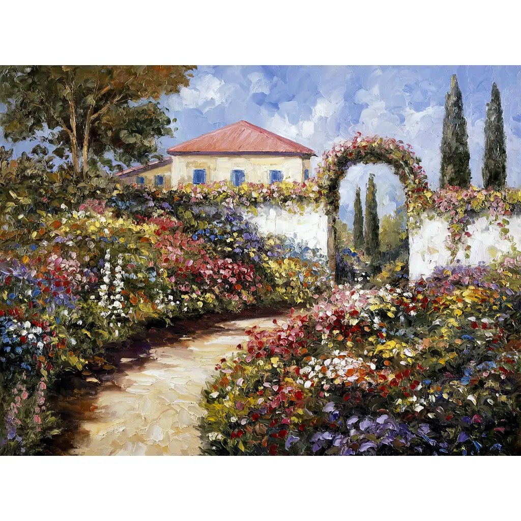 Garden scene tile art-Garden Walk-Tile Mural