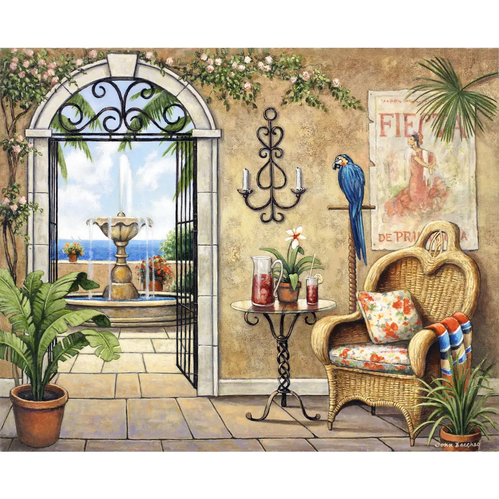 Garden scene tile art-Fiesta 2-Tile Mural
