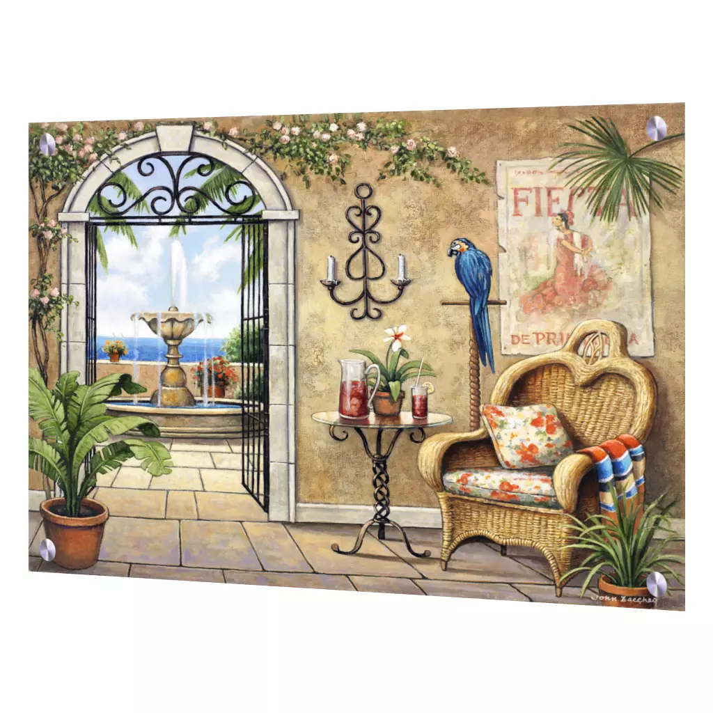 Garden scene tile art-Fiesta 2-Art Glass Backsplash