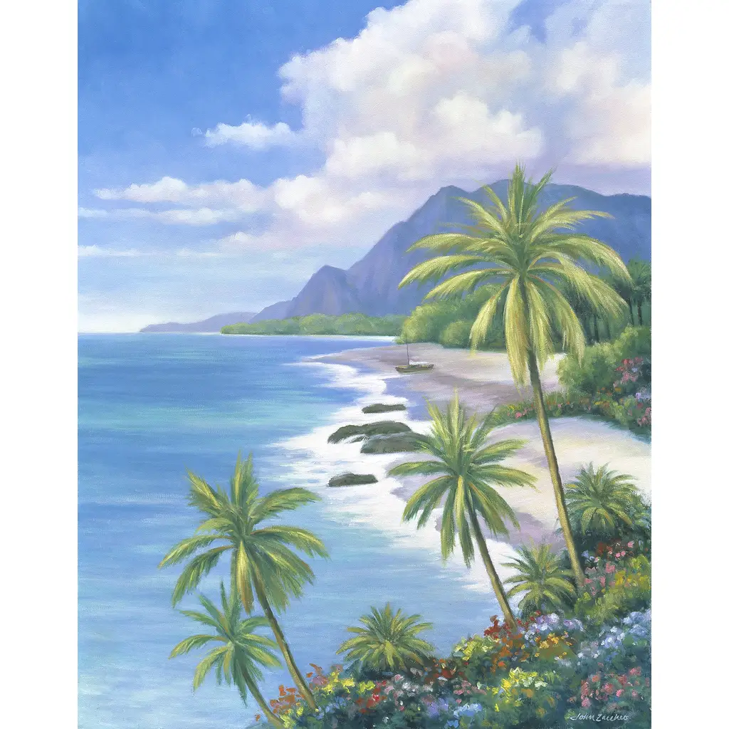 Beach scene tiles - Tropical Paradise 2 - Tile Mural