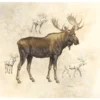 Elk and Deer art-Moose 5-Tile Mural